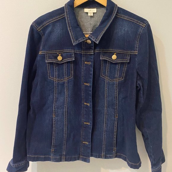 J. Jill | Jackets & Coats | Nwt Jjill Denim Dark Blue Jean Jacket ...